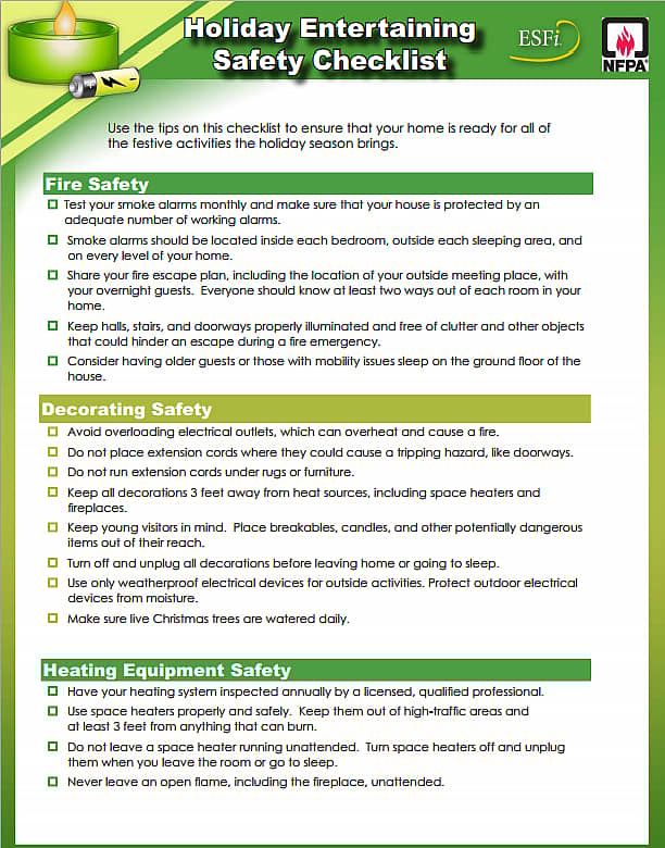 Holiday Entertaining Safety Checklist - Electrical Safety Foundation
