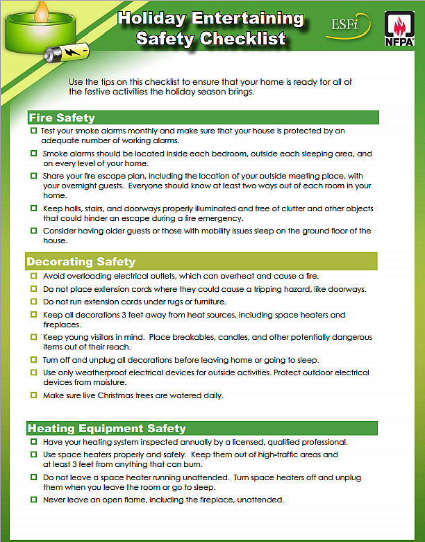 Holiday Entertaining Safety Checklist - Electrical Safety Foundation