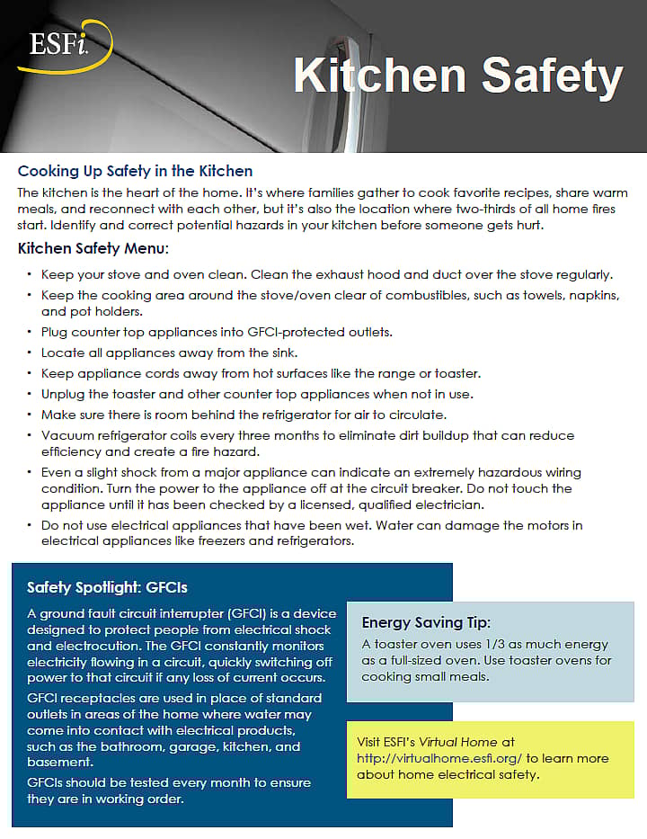 Kitchen Safety Tips - Electrical Safety Foundation